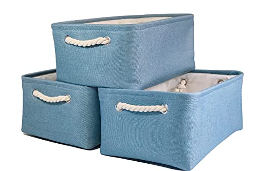 ROLLSNEA HARMOSO Fabric Storage Basket Cloth Storage Bins Baskets for Organizing Rectangular Storage Basket with Cotton Rope Handles for Shelves Closet Nursery Toy