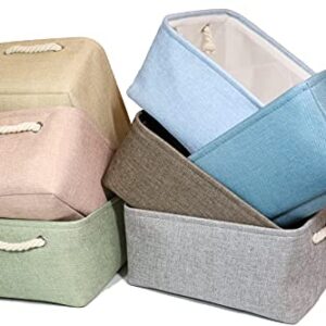 ROLLSNEA HARMOSO Fabric Storage Basket Cloth Storage Bins Baskets for Organizing Rectangular Storage Basket with Cotton Rope Handles for Shelves Closet Nursery Toy