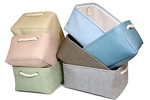 ROLLSNEA HARMOSO Fabric Storage Basket Cloth Storage Bins Baskets for Organizing Rectangular Storage Basket with Cotton Rope Handles for Shelves Closet Nursery Toy