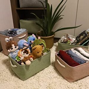 ROLLSNEA HARMOSO Fabric Storage Basket Cloth Storage Bins Baskets for Organizing Rectangular Storage Basket with Cotton Rope Handles for Shelves Closet Nursery Toy