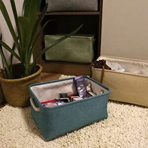 ROLLSNEA HARMOSO Fabric Storage Basket Cloth Storage Bins Baskets for Organizing Rectangular Storage Basket with Cotton Rope Handles for Shelves Closet Nursery Toy