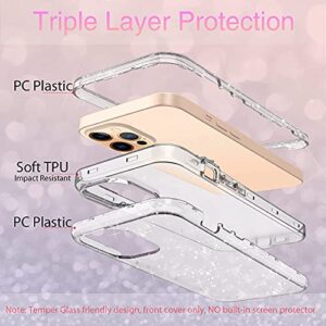 Coolwee Crystal Glitter Full Protective Case Compatible iPhone 13 Pro Max Heavy Duty Hybrid 3 in 1 Rugged Shockproof Women Girls Transparent Compatible Apple iPhone 13 Pro Max 6.7 inch Clear Sparkle