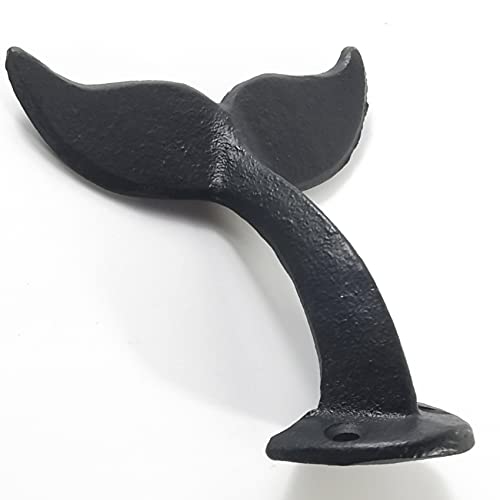 YOOHUA 4PCS Cast Iron Whale Tail Wall Hooks with Mounting Screws,Black