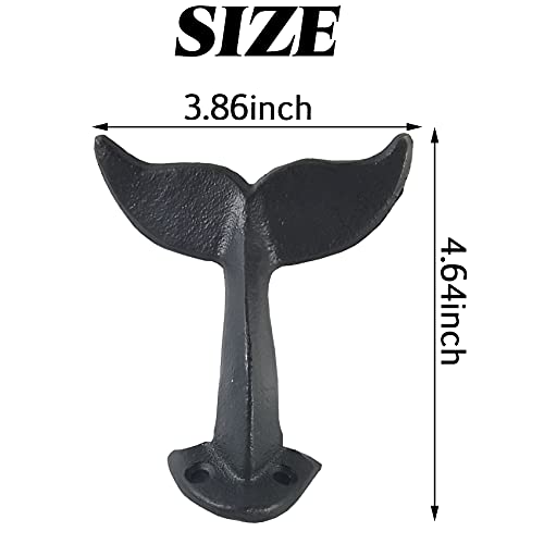 YOOHUA 4PCS Cast Iron Whale Tail Wall Hooks with Mounting Screws,Black