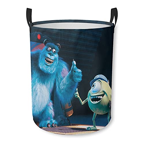 Yunlenb Cartoon Character Monsters Inc One Size laundry basket foldable Oxford cloth foldable laundry basket storage box storage basket with handles for clothes, toys,, White