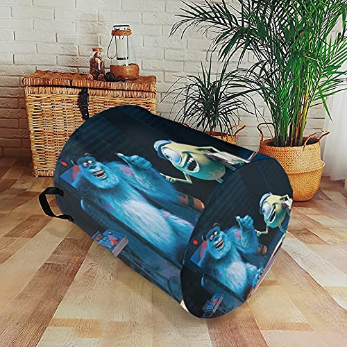 Yunlenb Cartoon Character Monsters Inc One Size laundry basket foldable Oxford cloth foldable laundry basket storage box storage basket with handles for clothes, toys,, White