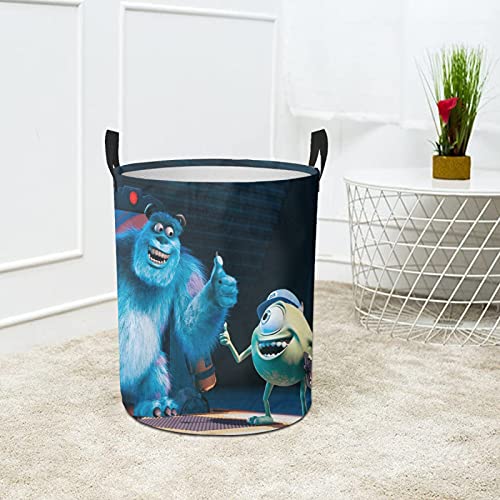 Yunlenb Cartoon Character Monsters Inc One Size laundry basket foldable Oxford cloth foldable laundry basket storage box storage basket with handles for clothes, toys,, White