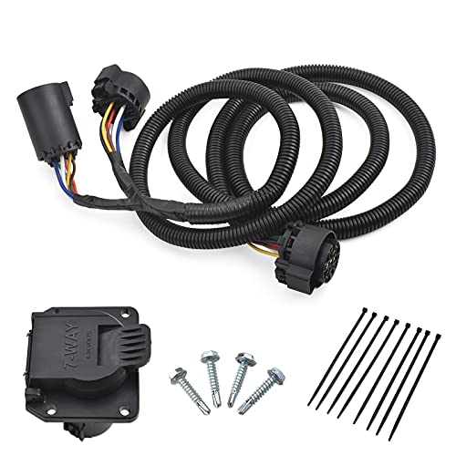 MITZONE 7-Foot 7-Pin Vehicle-Trailer Wiring Plug Harness Extension Compatible with Chevy/Dodge/Ford/GMC/Nissan/Toyota/Ram for Fifth-Wheel and gooseneck Trailers [Truck Bed Extension]