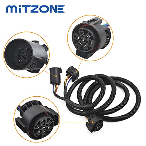 MITZONE 7-Foot 7-Pin Vehicle-Trailer Wiring Plug Harness Extension Compatible with Chevy/Dodge/Ford/GMC/Nissan/Toyota/Ram for Fifth-Wheel and gooseneck Trailers [Truck Bed Extension]