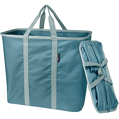 CleverMade Collapsible Laundry Basket, Large Foldable Clothes Hamper Bag, Laundry Tote Carry All Bin XL Pop-Up Caddy with Handles, Dark Teal/Light Teal, 2 Pack