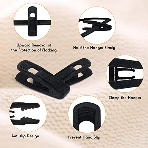 Velvet Hangers Clips Flocked Finger Clips Velvet Clothes Clips Strong Pants Hangers Clips for Slim-line Clothes Velvet Hangers (Black,36 Pieces)