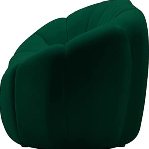 Meridian Furniture Elijah Collection Velvet Upholstered Sofa with Deep Channel Tufting, Green