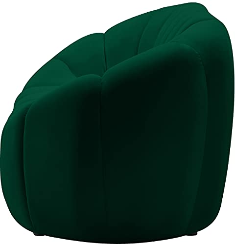 Meridian Furniture Elijah Collection Velvet Upholstered Sofa with Deep Channel Tufting, Green