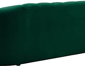 Meridian Furniture Elijah Collection Velvet Upholstered Sofa with Deep Channel Tufting, Green