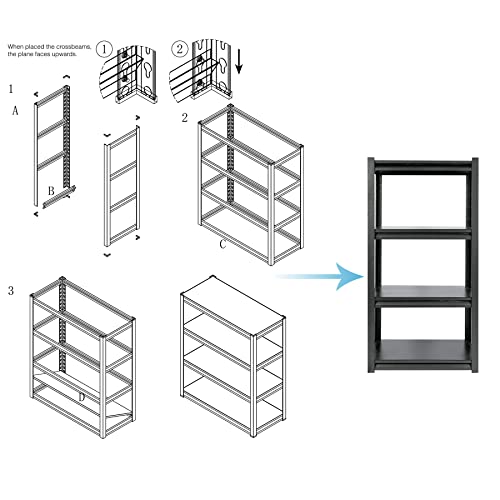 ALAPUR 4-Tier Storage Shelves Heavy Duty, Sturdy Steel Storage Unit Shelves Rack for Garage Laundry Room, Black L23.6xW15.7xH46.4 Inches