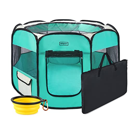 Aliparr Portable Pet Playpen,Dog Playpen Foldable Pet Exercise Pen Tents for Dogs/Cats/Rabbits/Pets,Cat Playpen Indoor/Outdoor Travel Camping Use with Carry Case