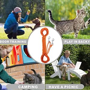 Reflective Cat Leash -30FT Cat Cable Out Leash Escape Proof Walking Leads Yard Long Leash Durable Safe Personalized Extender Leash Traning Play Outdoor for Puppies/Kittens/Rabbits/Small Animals