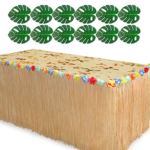 Grass Skirt Hawaiian Luau Party Decorations, Luau Table Skirt Hawaiian Birthday Theme for Party Supplies