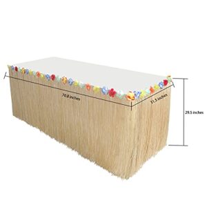 Grass Skirt Hawaiian Luau Party Decorations, Luau Table Skirt Hawaiian Birthday Theme for Party Supplies