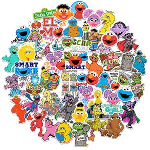 sesame street sticker pack die cut vinyl large deluxe stickers variety pack - laptop, water bottle, scrapbooking, tablet, skateboard, indoor/outdoor - set of 50