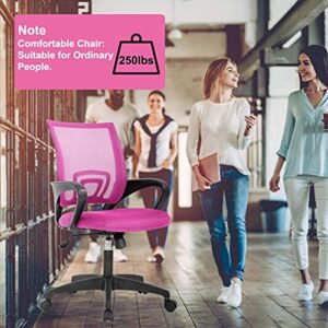 Tffnew Mesh Office Chair Ergonomic Computer Desk Chair Adjustable Home Office Desk Chair with Lumbar Armrest Support Modern Rolling Swivel Chair for Women&Men Adults(Pink)