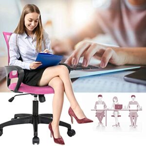 Tffnew Mesh Office Chair Ergonomic Computer Desk Chair Adjustable Home Office Desk Chair with Lumbar Armrest Support Modern Rolling Swivel Chair for Women&Men Adults(Pink)