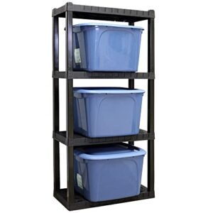 oskar 4-tier storage shelf, heavy duty shelving unit, 400 lbs(14 x 30 x 57 inches), multipurpose organizer for garage, basement, laundry room, utility shed, workshop, made in north america, black