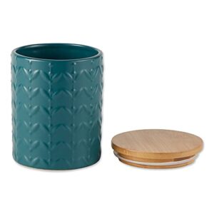 DII Kitchen Accessories Collection, Textured Matte Ceramic Canister Set, Teal, Vine, 3 Piece