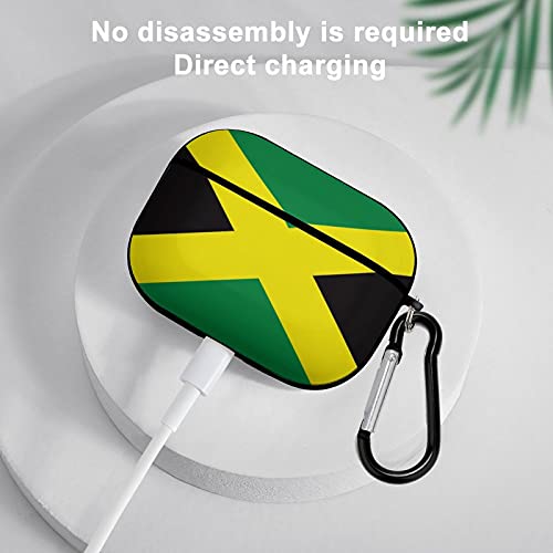 YouTary Jamaican Flag Pattern Apple Airpods pro Case Cover with Keychain, AirPod Headphone Cover Unisex Shockproof Protective Wireless Charging Headset Accessories