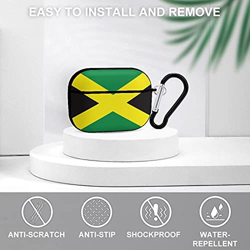 YouTary Jamaican Flag Pattern Apple Airpods pro Case Cover with Keychain, AirPod Headphone Cover Unisex Shockproof Protective Wireless Charging Headset Accessories