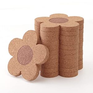 12PCS 3/8" Thick Cork Coasters for Drinks,Absorbent and Reusable Coaster Set 100% Natural Cork 4 inch Flower Shape Farmhouse Rustic Wood Drink Coasters Bulk Cork Coasters for Desk and Glass Table