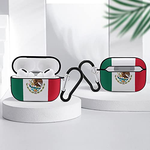 YouTary Mexico Flag Pattern Apple Airpods pro Case Cover with Keychain, AirPod Headphone Cover Unisex Shockproof Protective Wireless Charging Headset Accessories