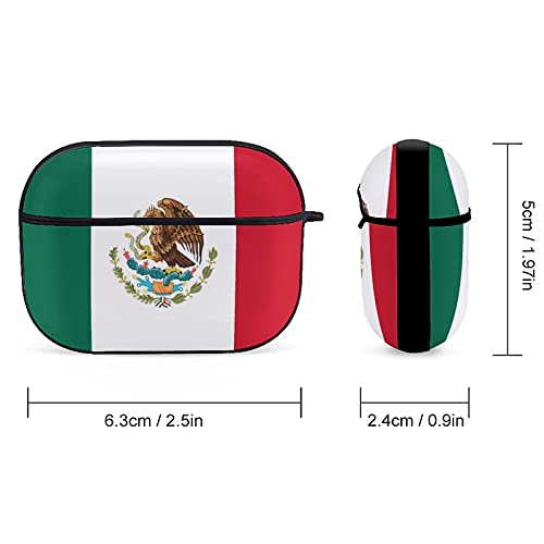 YouTary Mexico Flag Pattern Apple Airpods pro Case Cover with Keychain, AirPod Headphone Cover Unisex Shockproof Protective Wireless Charging Headset Accessories