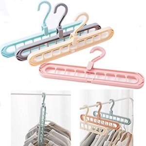 closet organizers and storage, 4 pack magic closet organizer multifunctional space saving hangers with 9 holes closet storage organization for wardrobe clothes,shirts,pants,dresses,coats