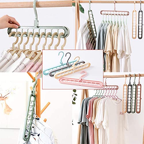 Closet Organizers and Storage, 4 Pack Magic Closet Organizer Multifunctional Space Saving Hangers with 9 Holes Closet Storage Organization for Wardrobe Clothes,Shirts,Pants,Dresses,Coats