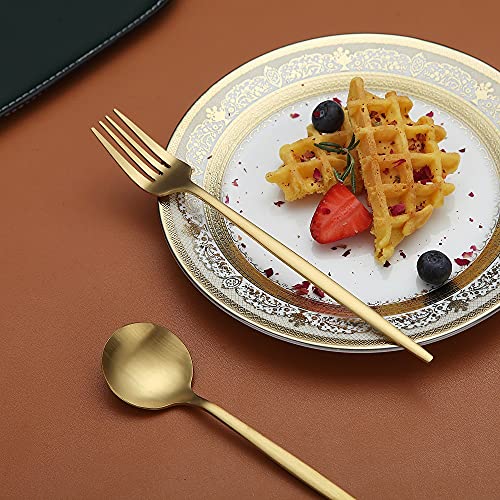 Matte Gold Silverware Set 40 Pieces, Stainless Steel Golden Flatware Set, Titanium Plating Cutlery Set, Matte Gold Utensil Sets, Service Set for 8 (Matte Golden)