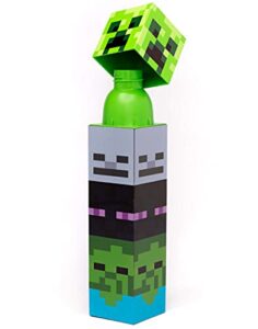 minecraft water bottle green or red kids mobs torch sports travel mug flask 650ml