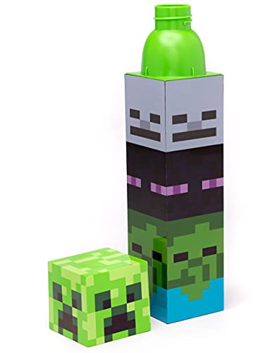 Minecraft Water Bottle GREEN OR RED Kids Mobs Torch Sports Travel Mug Flask 650ML