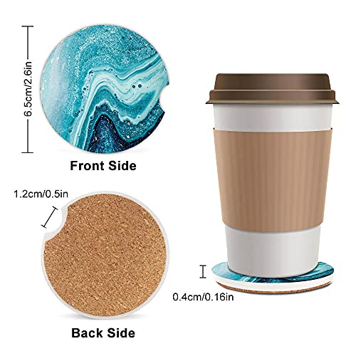 2 Pack Absorbent Car Cup Holder Coasters,Beautiful Scene Ceramic Car Insert Coasters with Fingertip Grip for Easy Removal,Brilliant Vehicle Accessories for Men & Women 2.64 Inches(Bleautiful Sea)