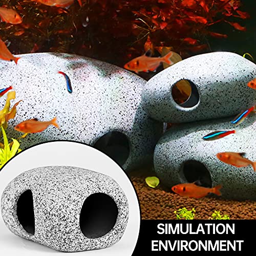 3 Pieces Rock Aquarium Decorations, Stackable Cave Aquarium Decor, Betta Fish Tank Accessories Hideout Hidden Stones Ornaments, Fish Rock House Hideaway Tunnel Fish Cave for Aquarium Shrimp Cichlid