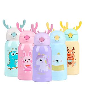 Kids Water Bottle 17 Oz 316 Stainless Steel Vacuum Insulated Thermos With Straw (Horse)