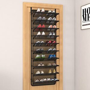 FKUO 10 Tier Over The Door Shoe Organizer Hanging shelves Shoe Storage Shoe rack for Closet entryway Space Saving (10 Layer, Matte black)