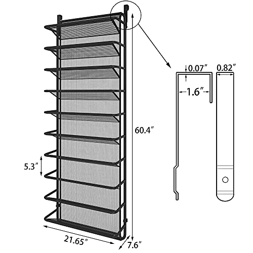 FKUO 10 Tier Over The Door Shoe Organizer Hanging shelves Shoe Storage Shoe rack for Closet entryway Space Saving (10 Layer, Matte black)