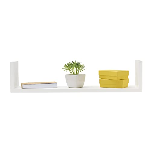 MELANNCO Floating U Shelves for Bedroom, Living Room, Bathroom, Kitchen, Nursery, Set of 3, White