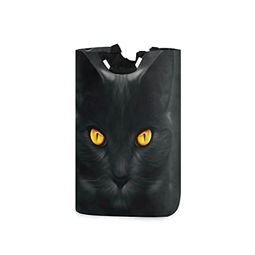 xigua Scary Black Cat Laundry Hamper, Large Laundry Baskets Foldable Clothes Tote with Handles Storage Bag for Family Dormitory Laundry Bathroom Closet Kids Room