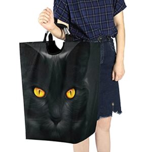 xigua Scary Black Cat Laundry Hamper, Large Laundry Baskets Foldable Clothes Tote with Handles Storage Bag for Family Dormitory Laundry Bathroom Closet Kids Room