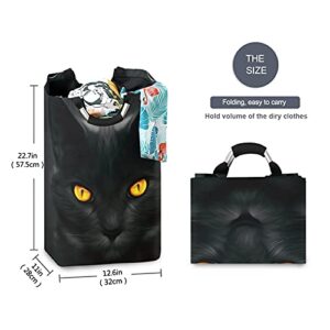 xigua Scary Black Cat Laundry Hamper, Large Laundry Baskets Foldable Clothes Tote with Handles Storage Bag for Family Dormitory Laundry Bathroom Closet Kids Room