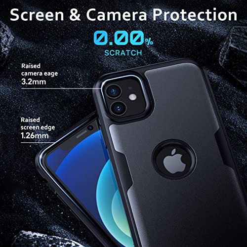 DETAKER Designed for iPhone 11 Case, Double Layers Shockproof Heavy-Duty Case Anti-Scratches Lightweight Protective Slim for iPhone 11 Case 6.1 inch, Black