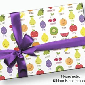 Stesha Party Cute Fruit Gift Wrapping Paper - Folded Flat 30 x 20 Inch - 3 Sheets