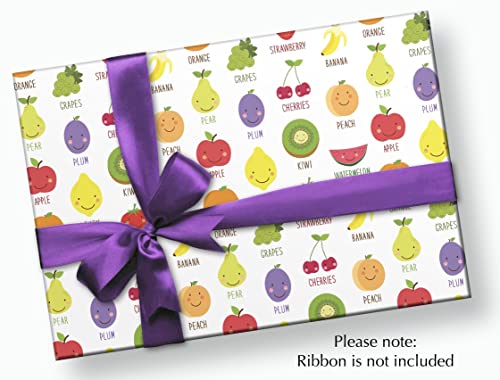 Stesha Party Cute Fruit Gift Wrapping Paper - Folded Flat 30 x 20 Inch - 3 Sheets